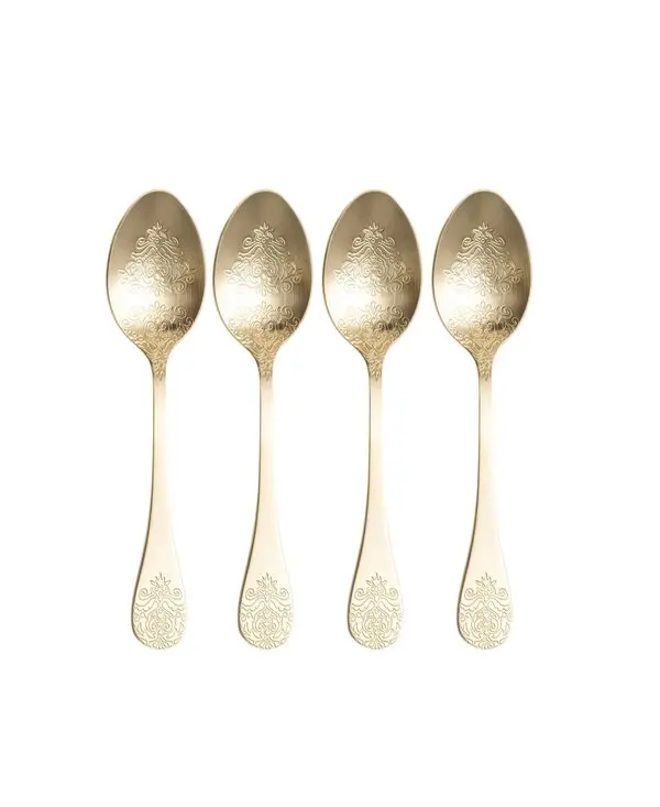 ZSA ZSA ZSU Dume Patterned Steel Dinner Spoon, Set Of 4, 9.06 X 1.57 X 0.12 - Champagne