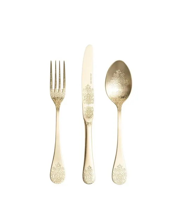 ZSA ZSA ZSU Dume Patterned Steel Dinner Spoon, Set Of 4, 9.06 X 1.57 X 0.12 - Champagne