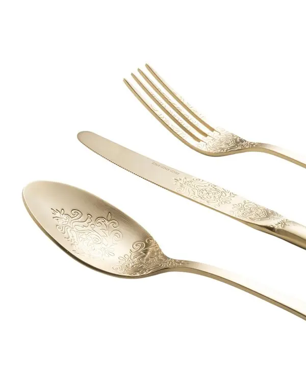 ZSA ZSA ZSU Dume Patterned Steel Dinner Spoon, Set Of 4, 9.06 X 1.57 X 0.12 - Champagne