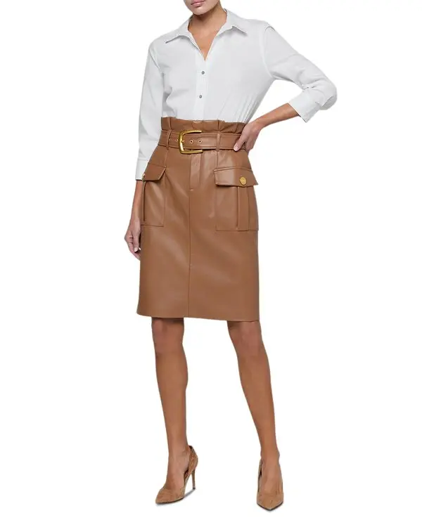 L'Agence Kaelis Faux Leather Paperbag Pencil Skirt