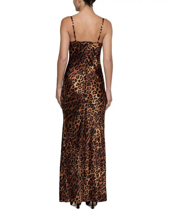 L'Agence Sayla Bias Cut Leopard Print Silk Maxi Dress - Tan Multi