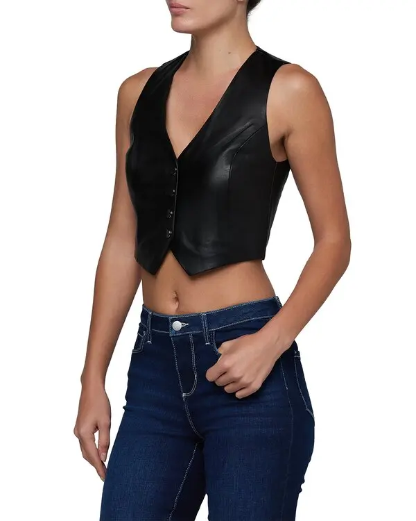 L'Agence Jianna Short Leather Vest