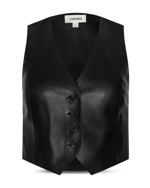 L'Agence Jianna Short Leather Vest