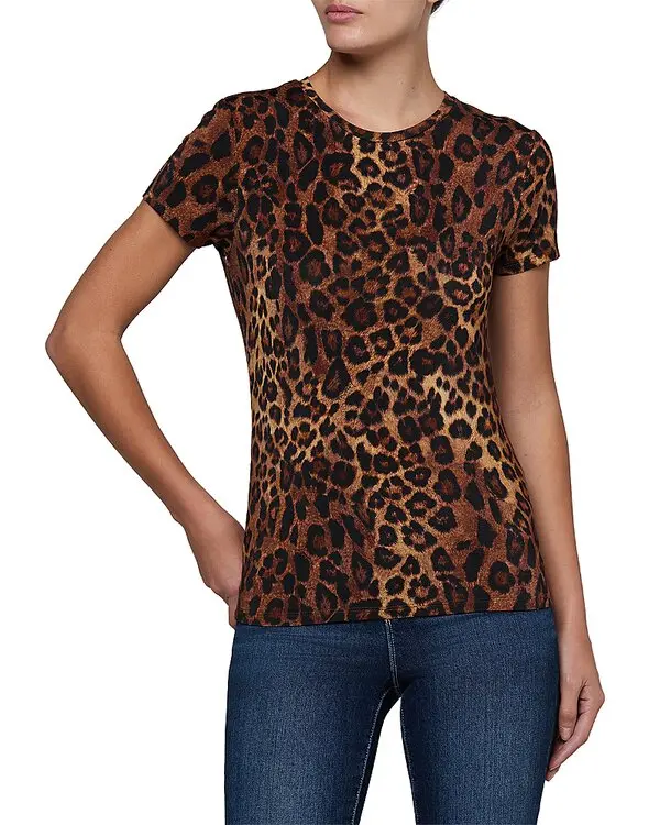 L'Agence Crewneck Short Sleeve Javan Leopard Tee