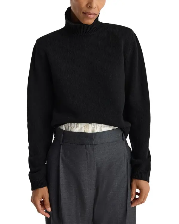 RÓHE Statement Shoulder Wool Cashmere Turtleneck Sweater