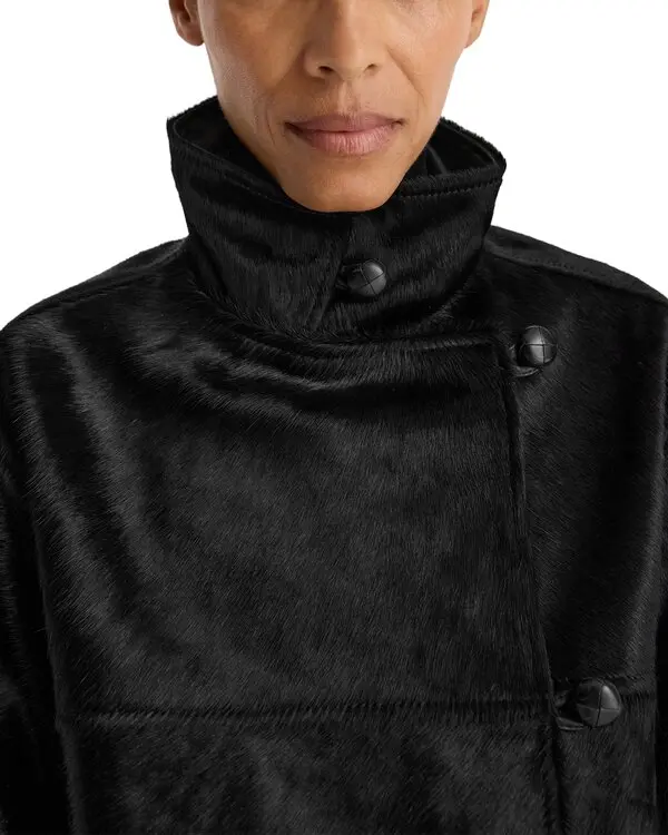 RÓHE Pony Hair Leather Stand Collar Jacket