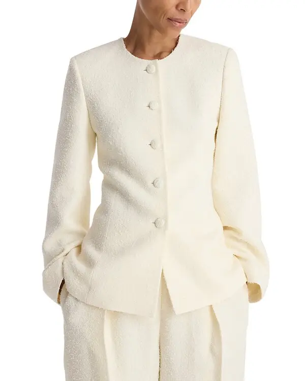 RÓHE Wool-blend Boucle Knit Shaped Blazer - Cream