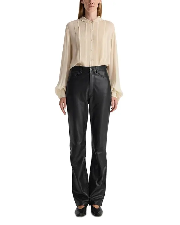 RÓHE High Waist Straight Leather Trousers