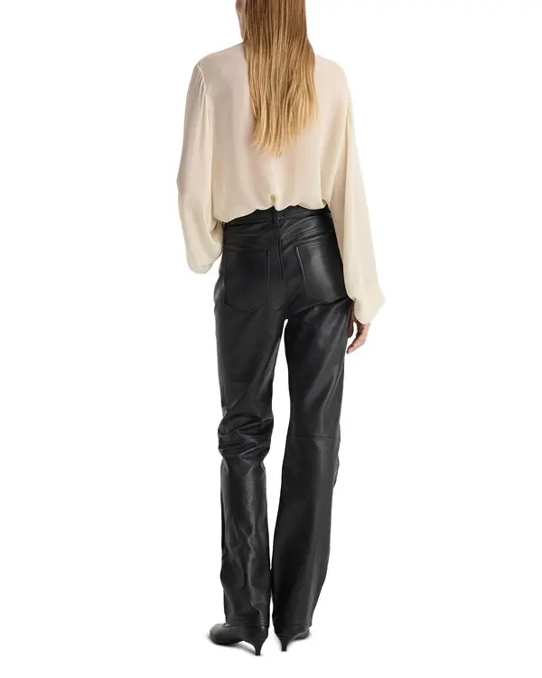 RÓHE High Waist Straight Leather Trousers