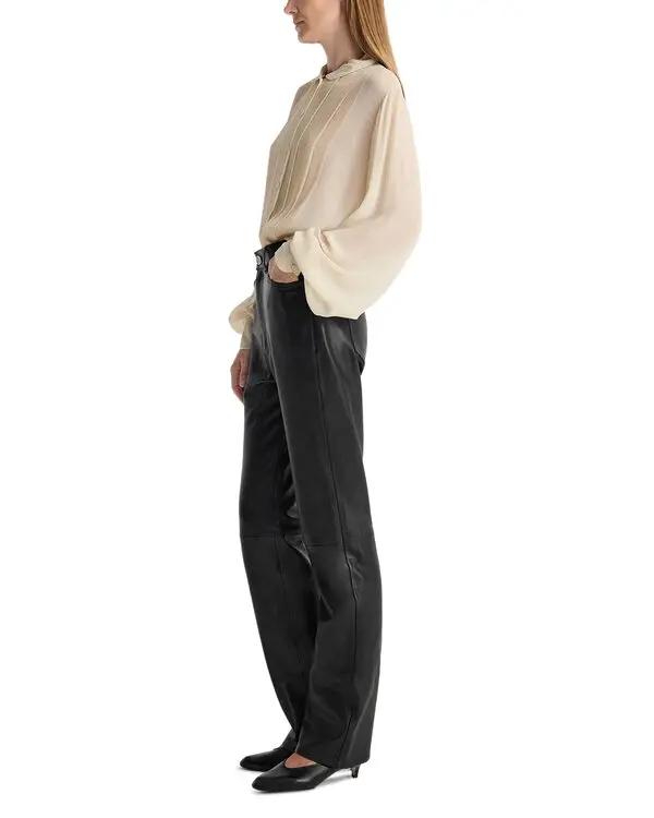 RÓHE High Waist Straight Leather Trousers