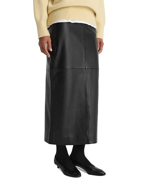 RÓHE Elongated Leather Skirt - Black