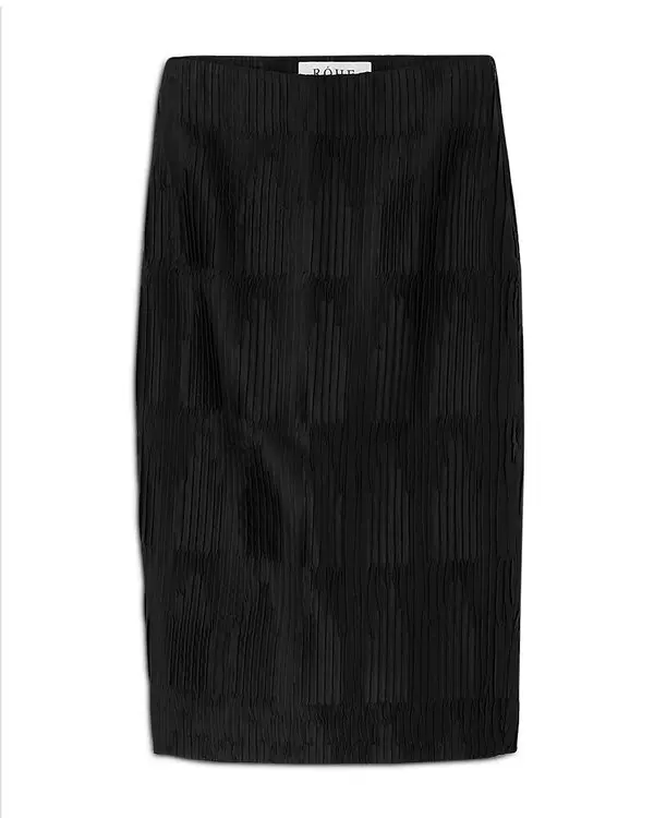 RÓHE Plisse Satin Skirt - Black