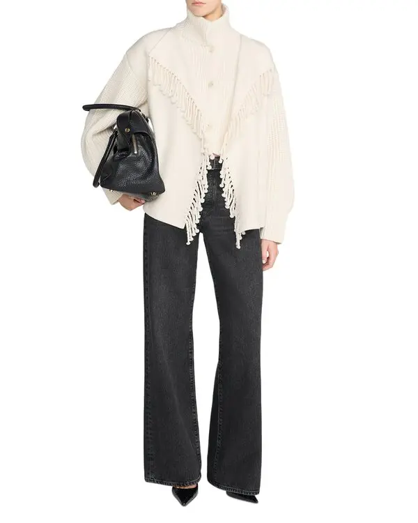 FRAME The Cropped Wool Fringed Coat