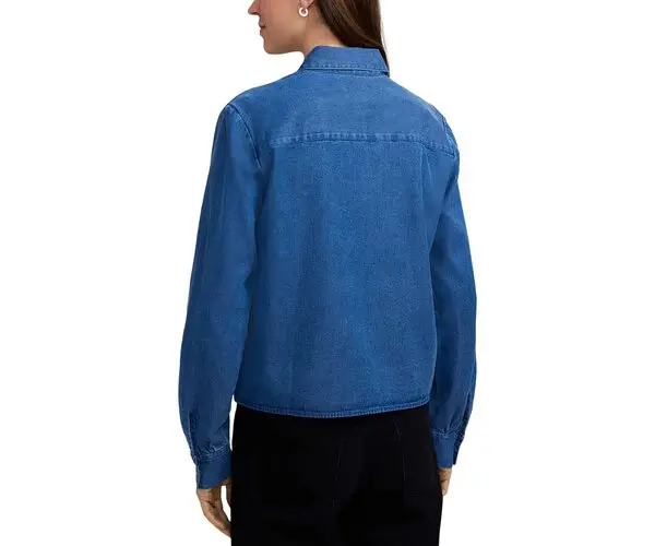 Foxcroft Jodie Cotton Button Front Denim Shirt - Medium Wash