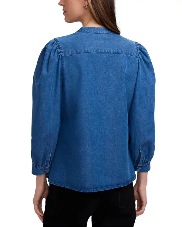 Foxcroft Helsa Cotton Puffed Sleeve Denim Shirt