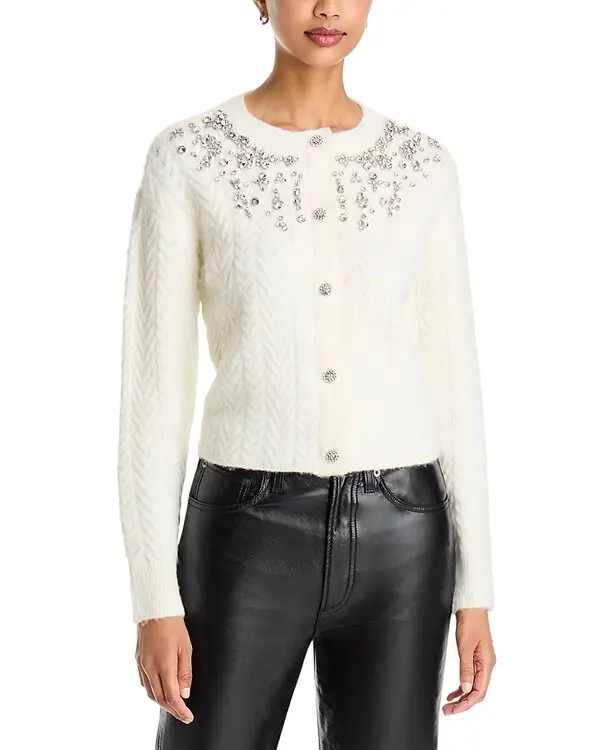 Generation Love Glenda Crystal Embellished Cable Knit Cardigan