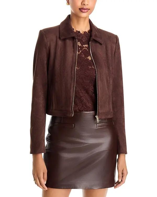 Generation Love Lola Faux Suede Zippered Jacket - Espresso