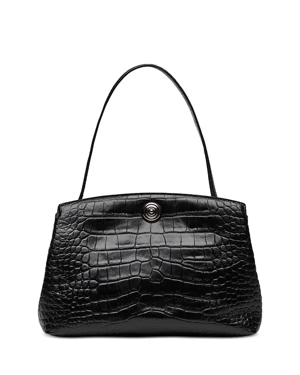 LIFFNER Croc Embossed Leather Pushlock Pouch - Black
