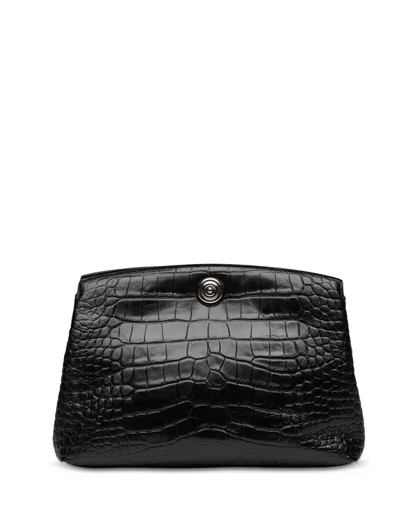LIFFNER Croc Embossed Leather Pushlock Pouch