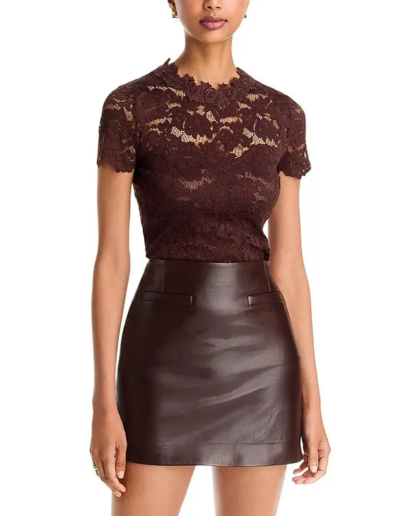 Generation Love Giada Lace Short Sleeve Top - Espresso