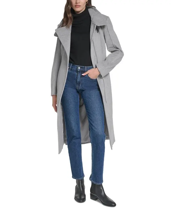 Cole Haan Asymmetric Belted Wool Blend Coat