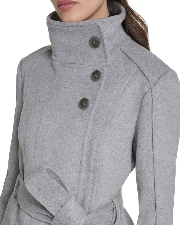 Cole Haan Asymmetric Belted Wool Blend Coat