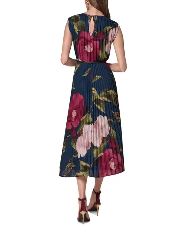 Donna Karan New York Printed Chiffon Pleated A Line Midi Dress