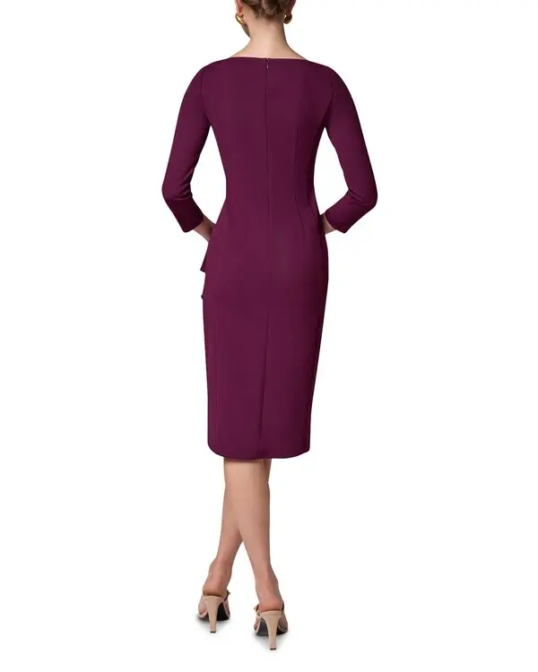 Donna Karan New York Cascade Ruffle Boat Neck Sheath Dress - Berry