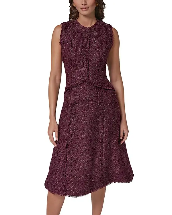 Donna Karan New York Textured Tweed A Line Midi Dress - Violet