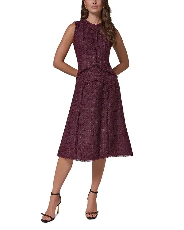 Donna Karan New York Textured Tweed A Line Midi Dress