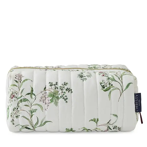 CHRISTY Leaves Quilted Makeup Bag - Fig