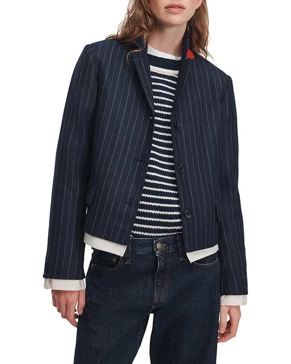 Rag & Bone Lawrence Wool Blend Crop Blazer - Navy