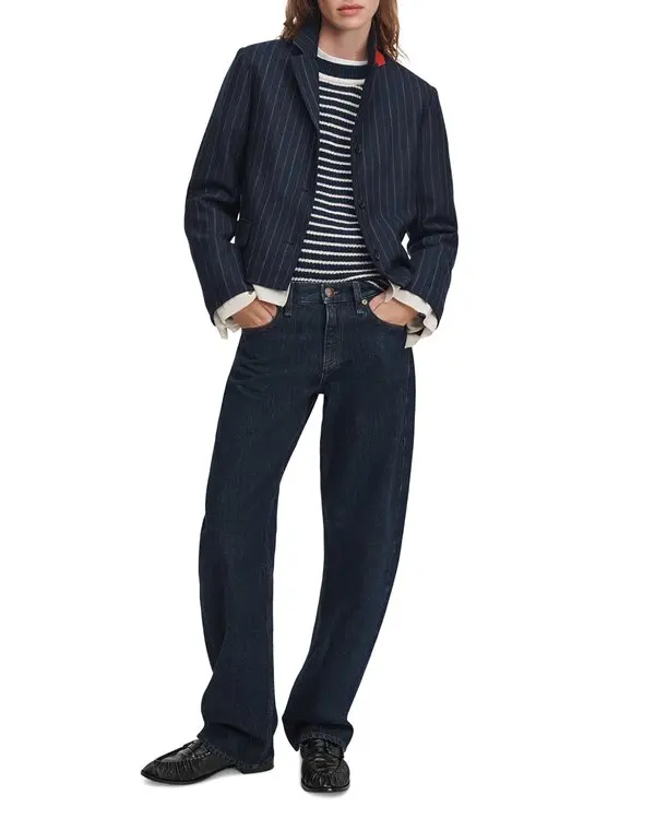 Rag & Bone Lawrence Wool Blend Crop Blazer - Navy