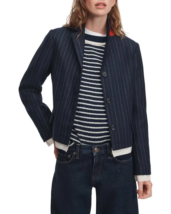 Rag & Bone Lawrence Wool Blend Crop Blazer - Navy