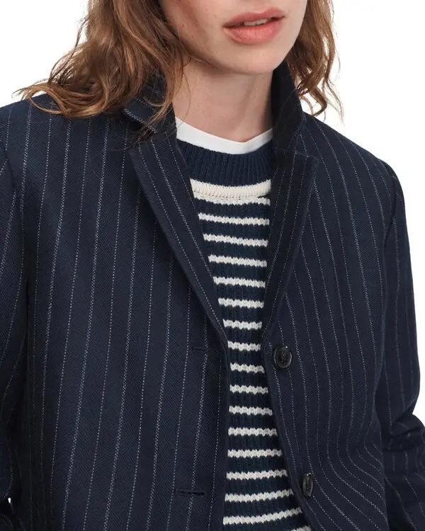 Rag & Bone Lawrence Wool Blend Crop Blazer - Navy