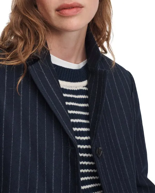 Rag & Bone Lawrence Wool Blend Crop Blazer - Navy