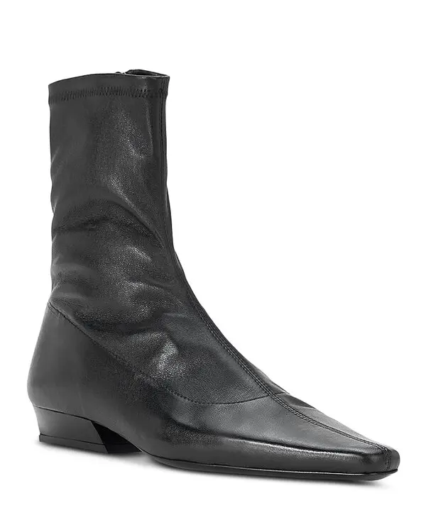 Staud Wally Leather Sock Ankle Boots - Black