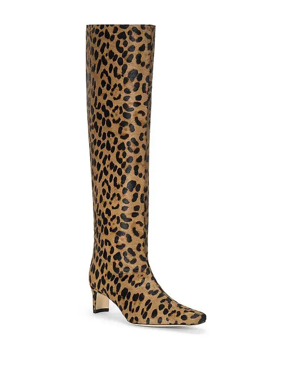 Staud Wally Calf Hair Knee High Animal Print Boots - Cheetah