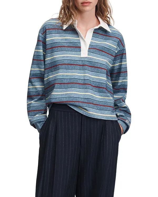 Rag & Bone Rb Miramar Cropped Cotton Rugby Shirt