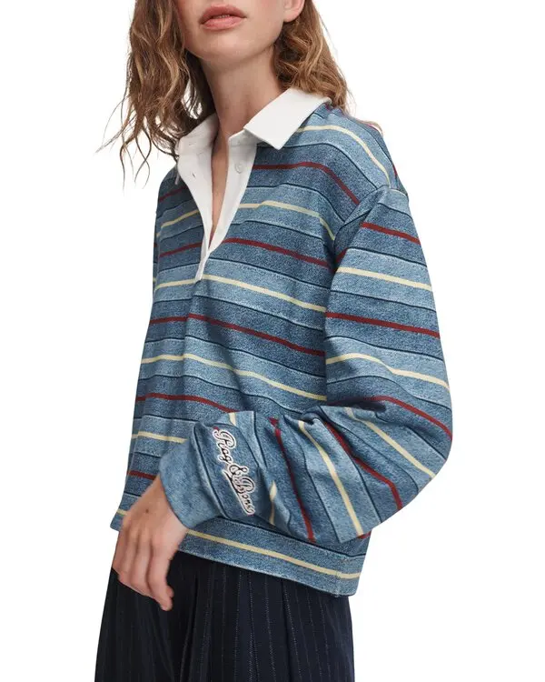 Rag & Bone Rb Miramar Cropped Cotton Rugby Shirt