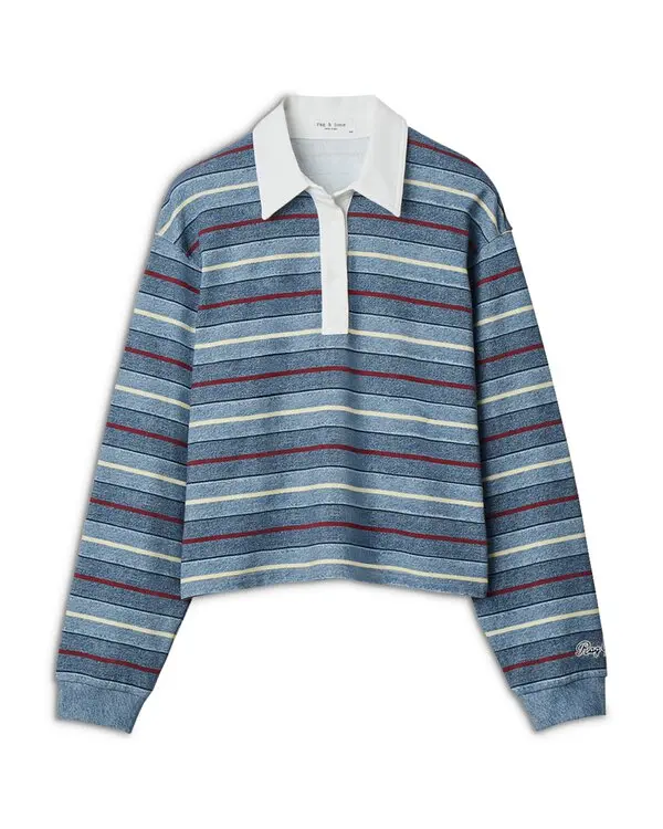 Rag & Bone Rb Miramar Cropped Cotton Rugby Shirt