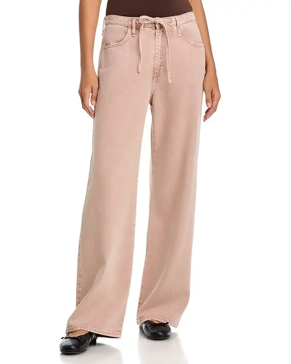 Rag & Bone Featherweight Phoebe High Rise Drawstring Wide Leg Jeans - Rosestone