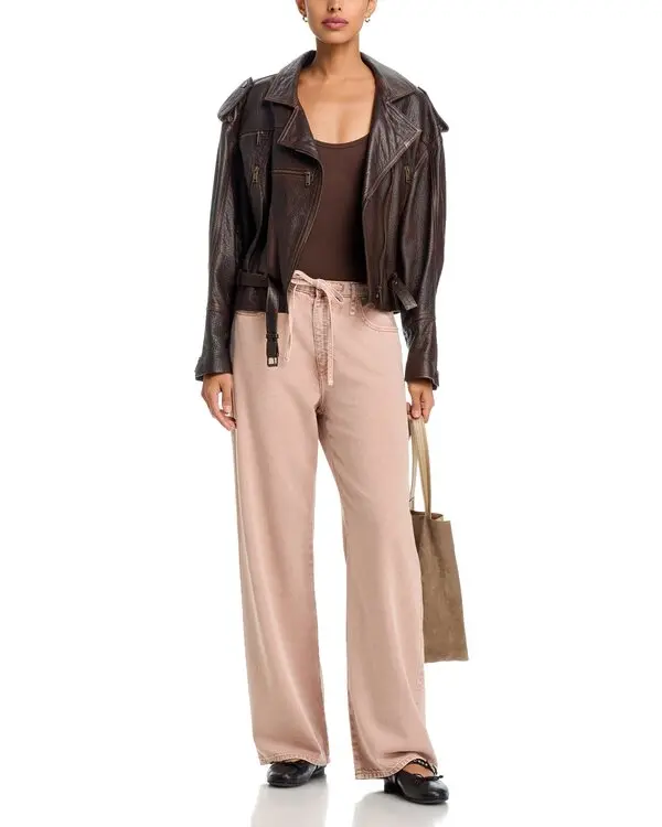 Rag & Bone Featherweight Phoebe High Rise Drawstring Wide Leg Jeans