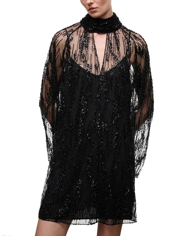 Staud Esther Embellished Mini Dress - Black