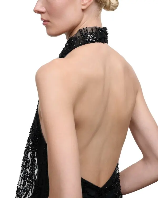 Staud Monay Embellished Halter Bodysuit