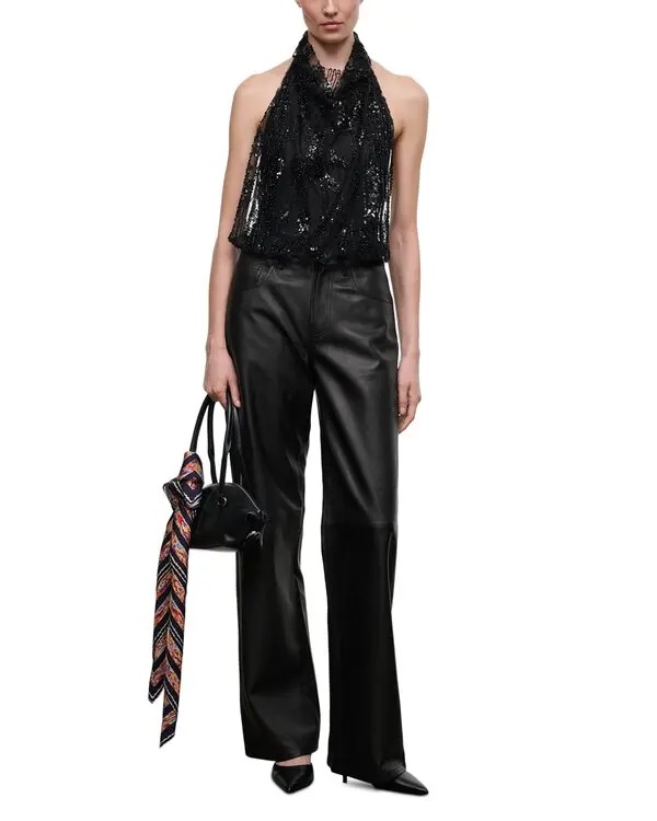 Staud Monay Embellished Halter Bodysuit
