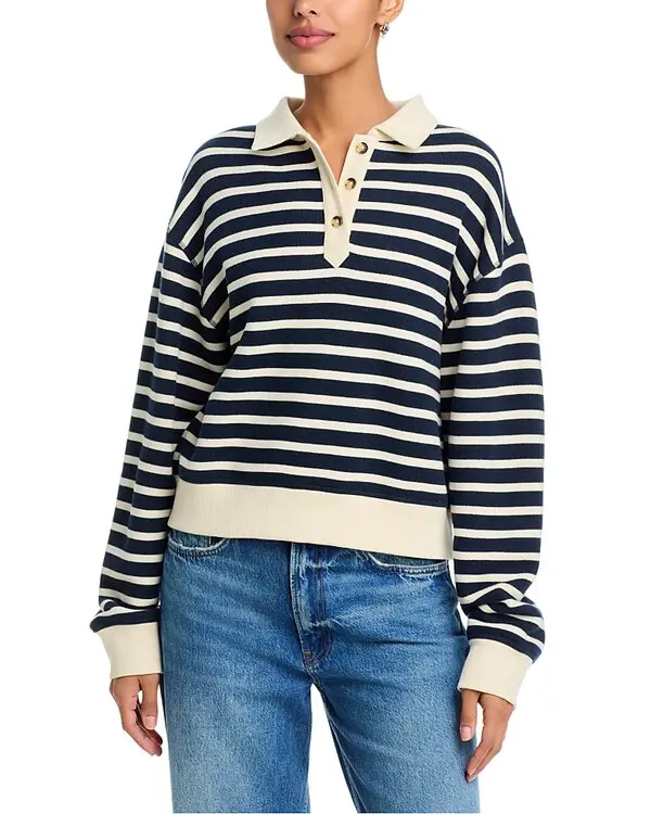 Rag & Bone Vintage Terry Striped Polo Sweatshirt