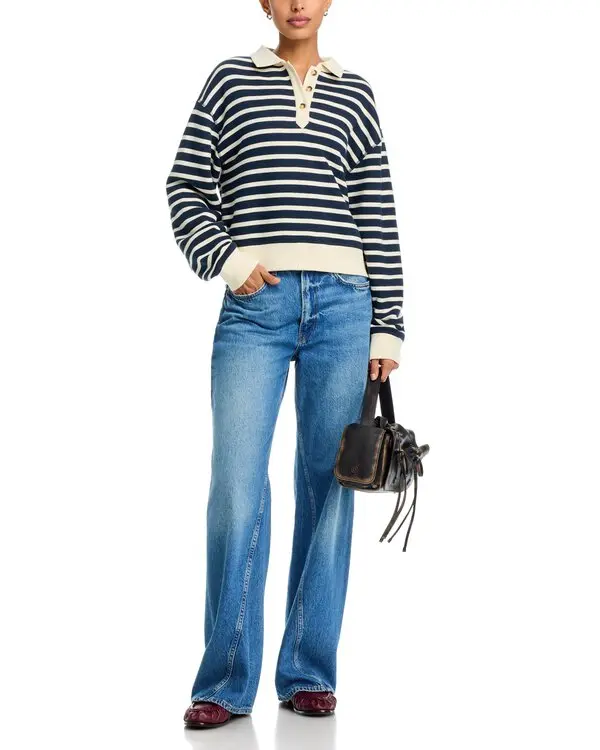 Rag & Bone Vintage Terry Striped Polo Sweatshirt