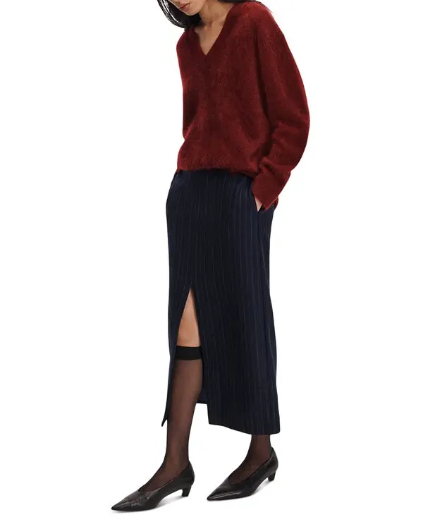 Rag & Bone Jada Brushed Cashmere V Neck Sweater - Pomegranate