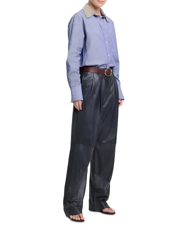 TWP Big Joe Embellished Collar Cotton Shirt